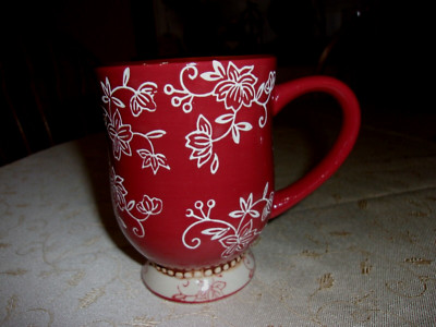 Temptations Red Floral Lace Coffee Cup | eBay