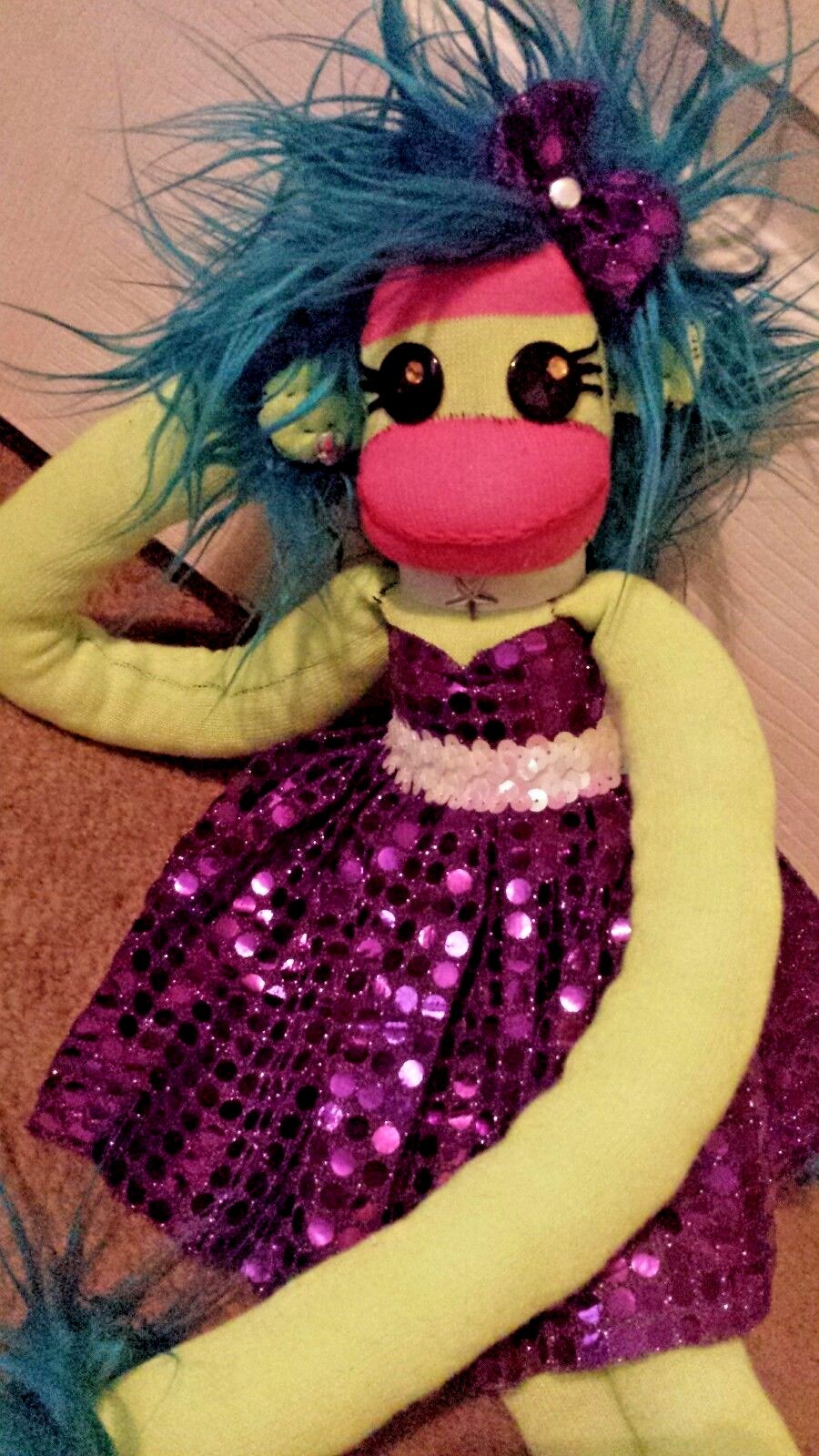 Stuffed Plush Animal Custom Handmade Furry Toy Sock Monkey Penelope The ...