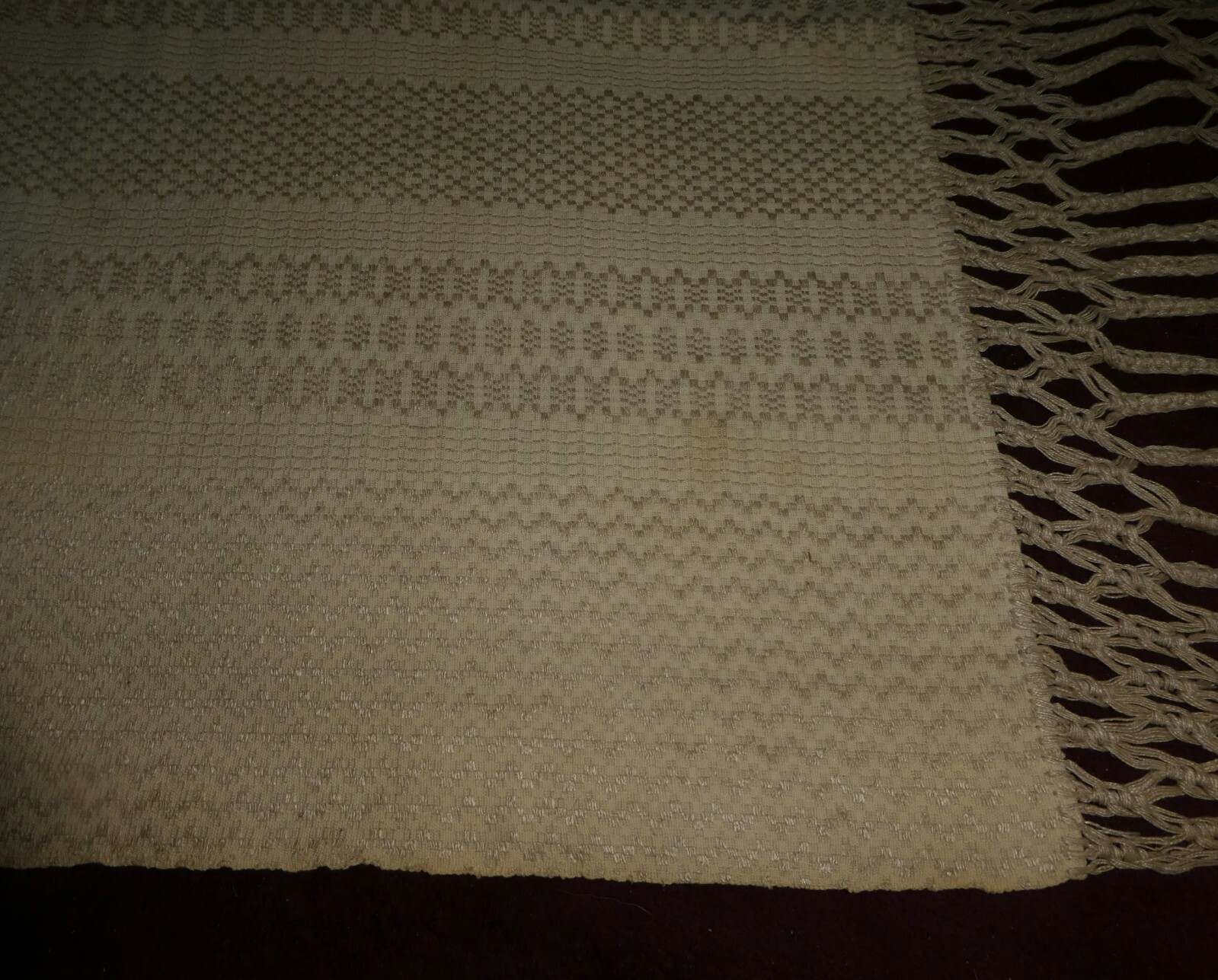 Swedish Scandinavian Woven Linen 25" x 60" Fabric +fringe Huckaback ...
