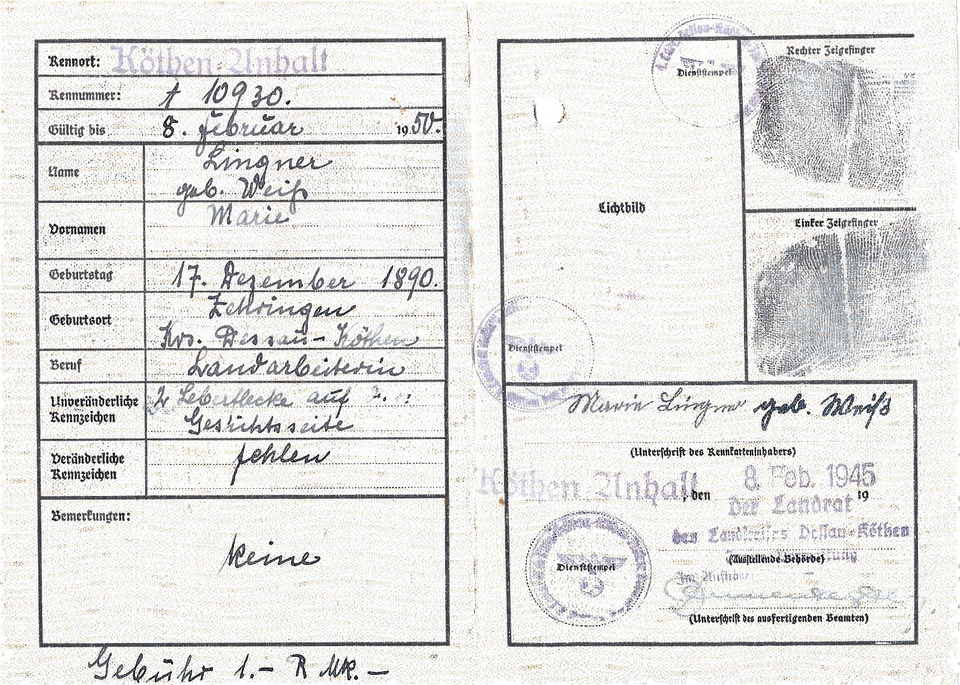 WW2 WWII German Third Reich Document Kennkarte 1945 | eBay