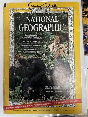 Jane Goodall Signed National Geographic December 1965 Chimpanzees See ...