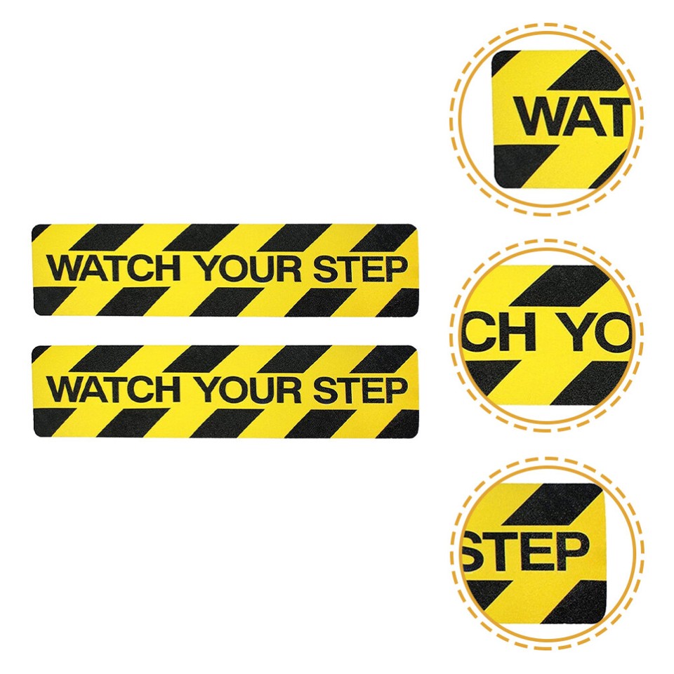 2PCS Stickers PVC Stairs Anti-Slip Tape Caution Wet Floor Sign Warning ...