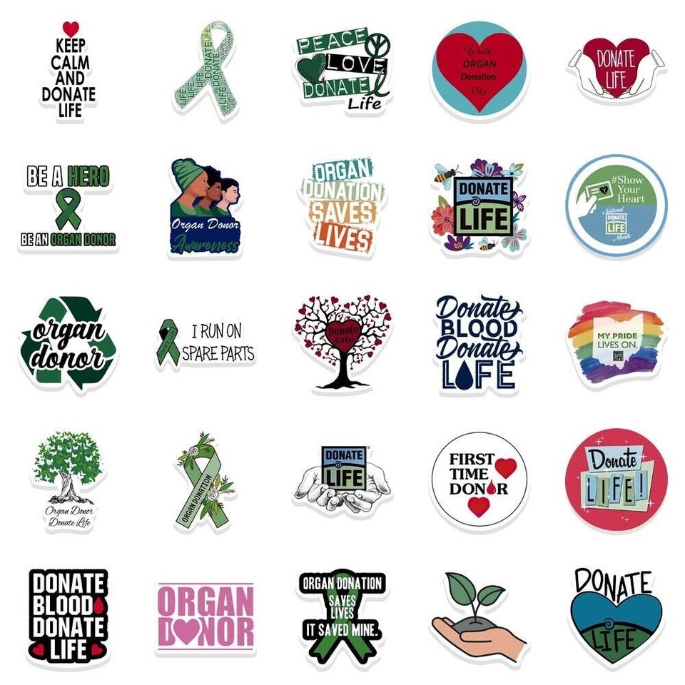 ORGAN DONATION Vinyl Stickers~AWARENESS Donate Blood LIFE Proud GREEN ...