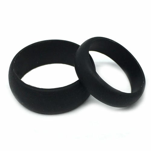 SAR - SAFE ACTIVE RINGS His & Hers 8mm/6mm Black Silicon Wedding Band ...