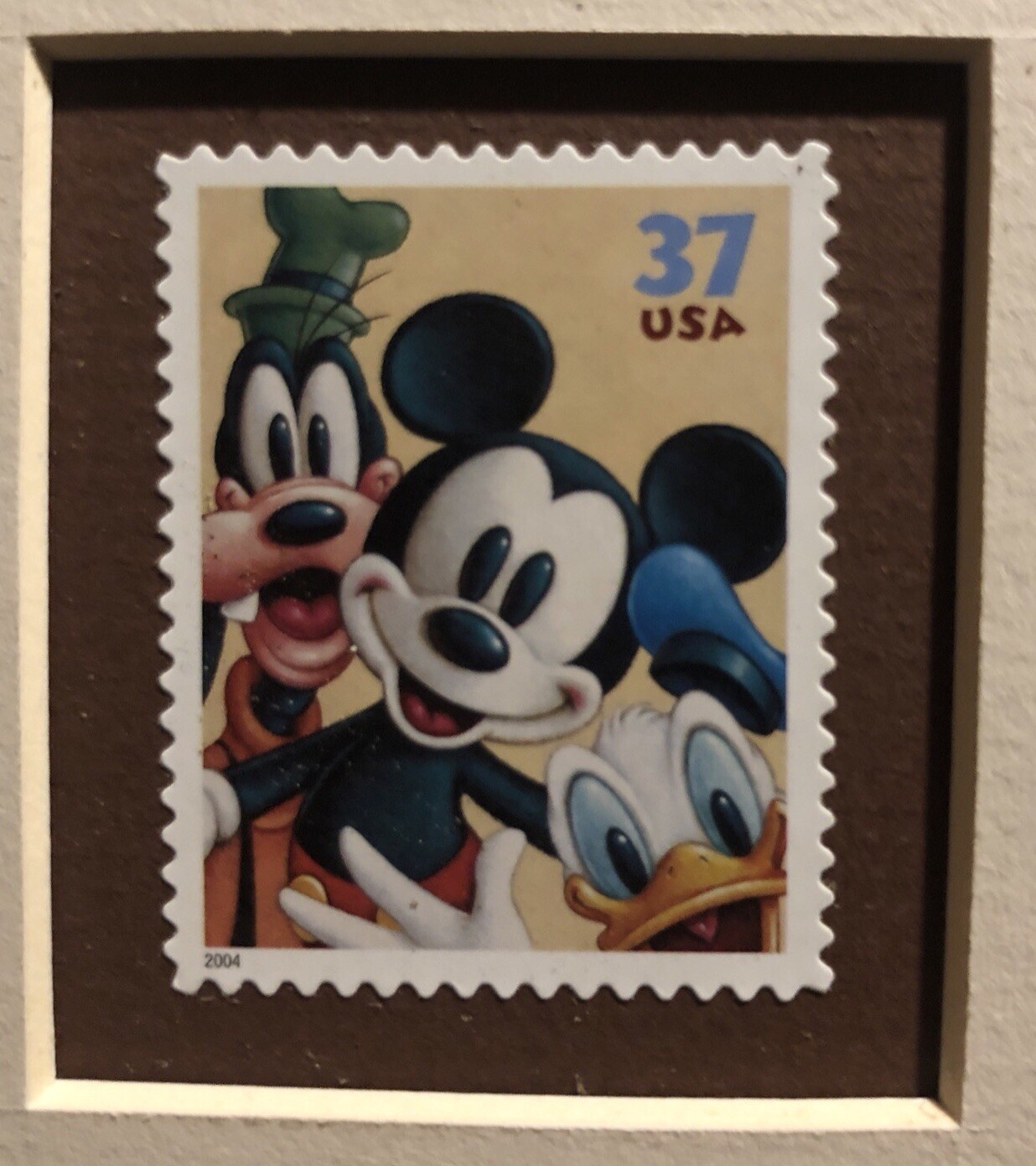 Disney USPS The Art of Disney Framed Stamp Litho Goofy Mickey & Donald ...