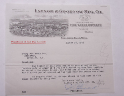 1927 Lamson Goodnow Henry Batterman Co Brooklyn NYC Signed Ephemera ...