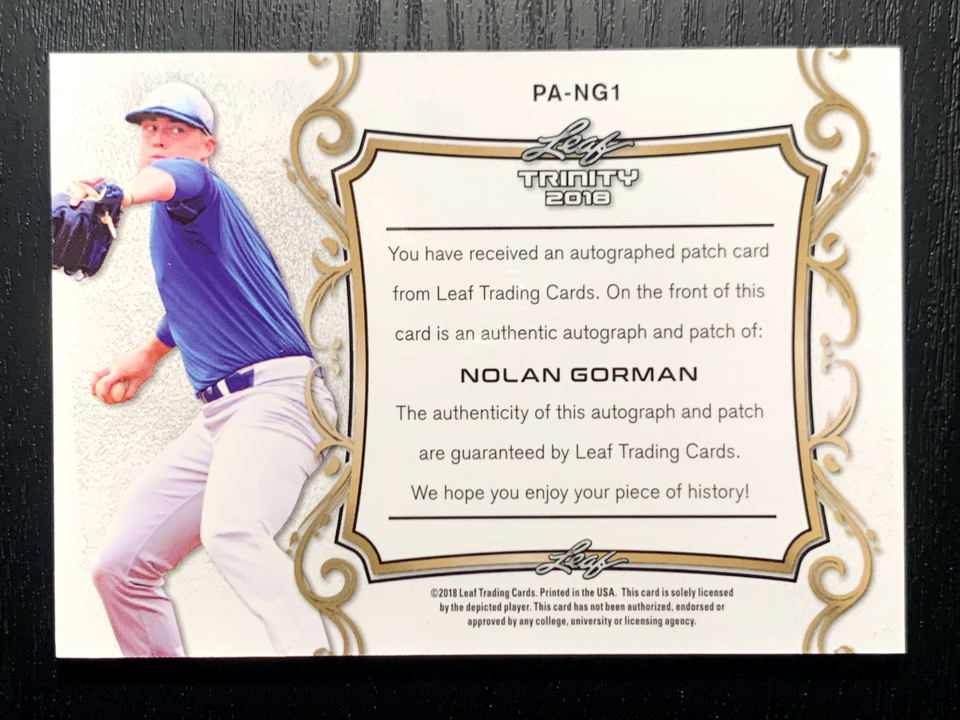2018 Leaf Trinity Nolan Gorman Patch AUTO /25 Stl Cardinals | eBay