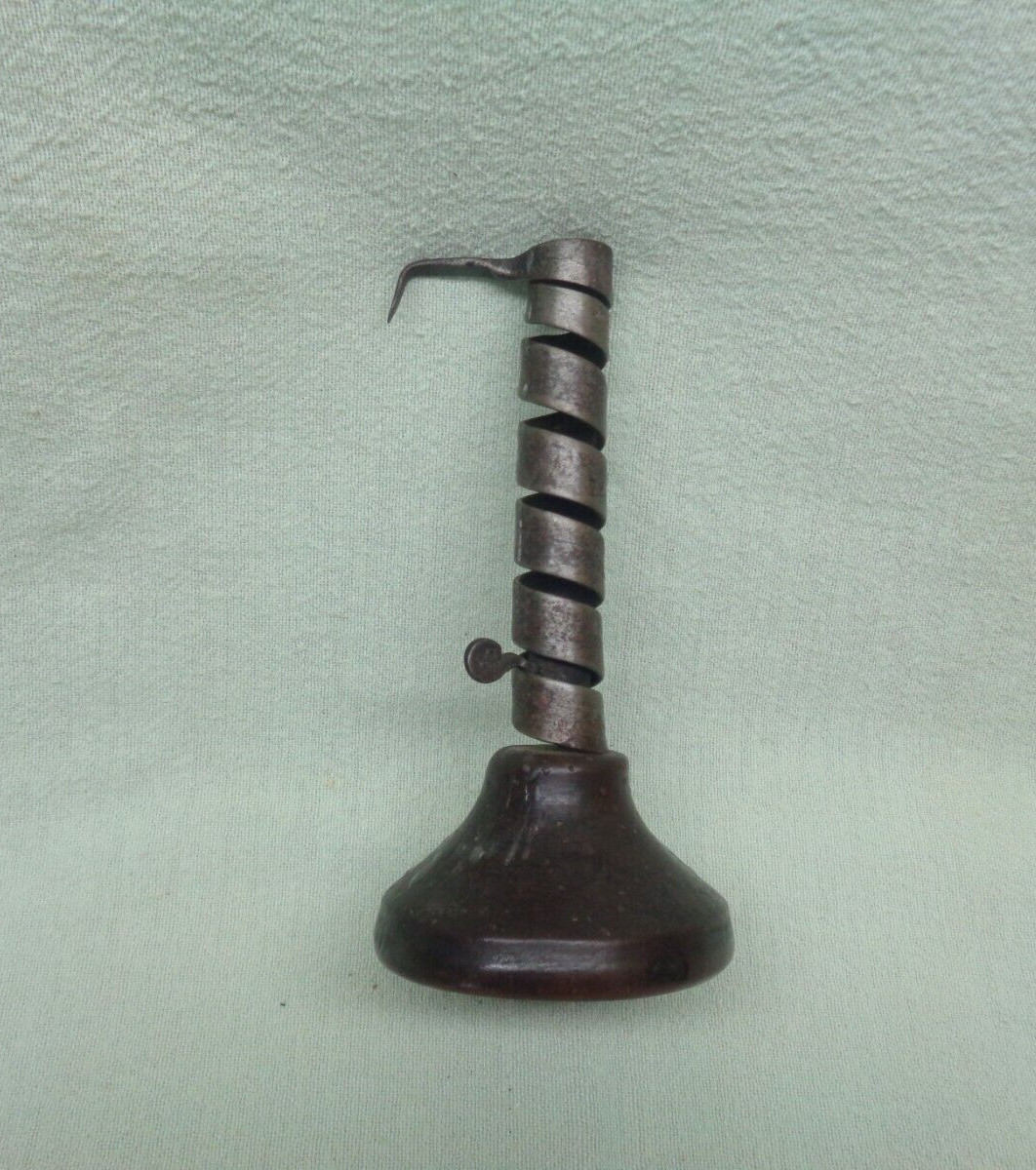 Antique Primitive Original 1700's Iron hand forged Spiral Candle Holder