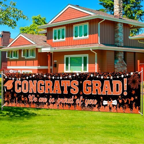 Graduation Party Decoration Banner Congrats Grad We Are So Proud Orange ...
