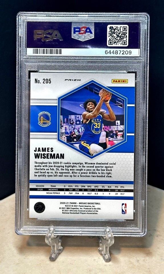 2020-21 JAMES WISEMAN GENESIS MOSAIC ROOKIE RC SP #205 WARRIORS PSA 10 ...