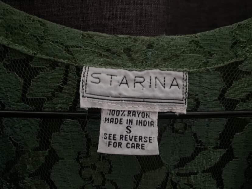 SMALL STARINA BOHO BEAUTIFUL GREEN LACE DRESS OUTERLAY | eBay