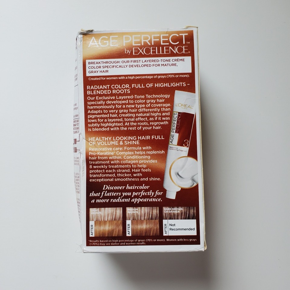 3 Loreal Paris Age Perfect Hair Color 6B Light Soft Neutral Brown ...