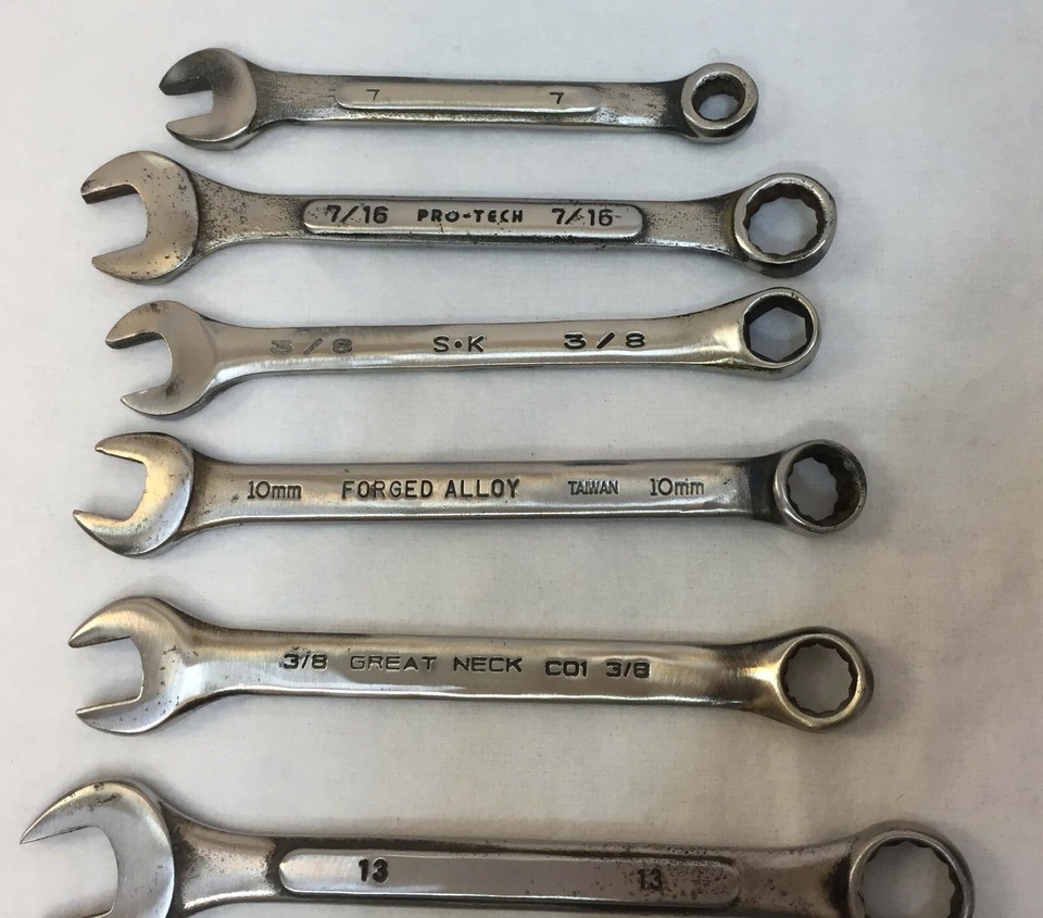 Combination Wrenches 9 PC LOT Chrome Molybdenum - Great Neck - S•K | eBay