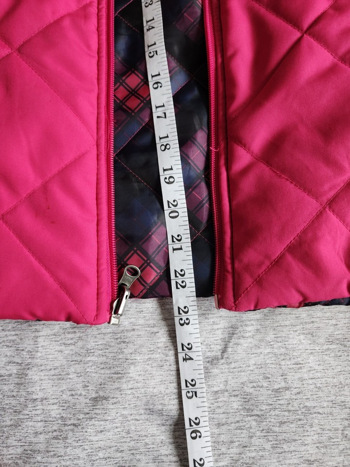 SJB Active women's reversible puffer vest featuring a pink and black plaid... | eBay