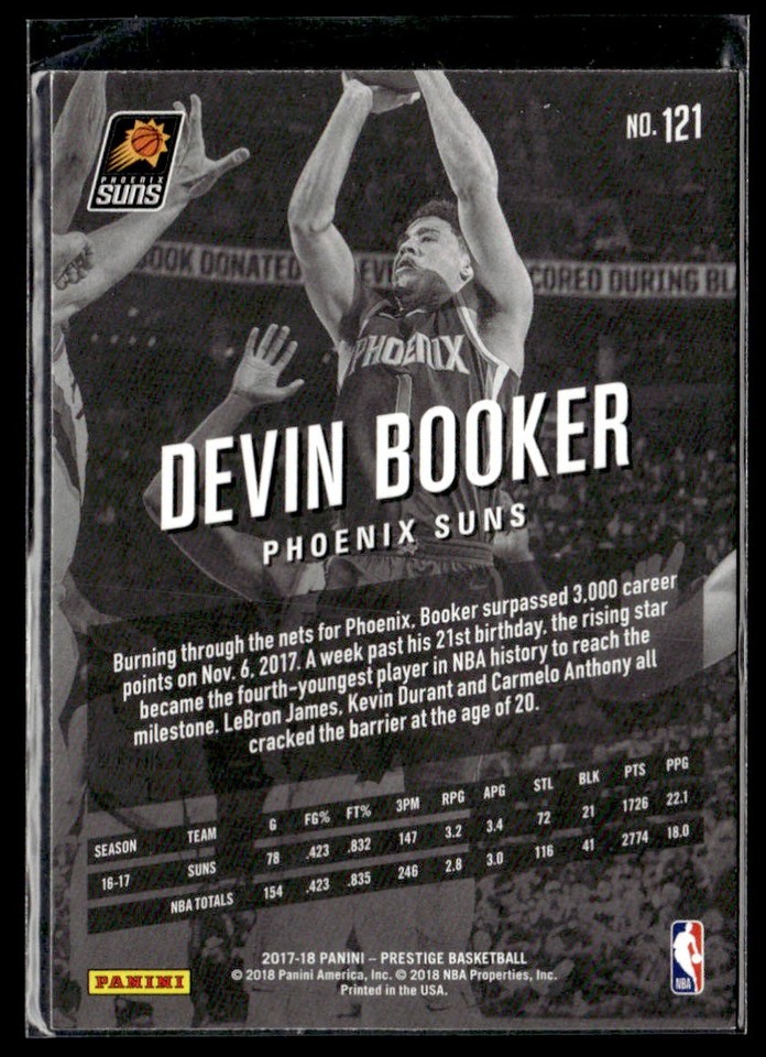 2017-18 Panini Prestige #121 Devin Booker Basketball Card 0202I | eBay