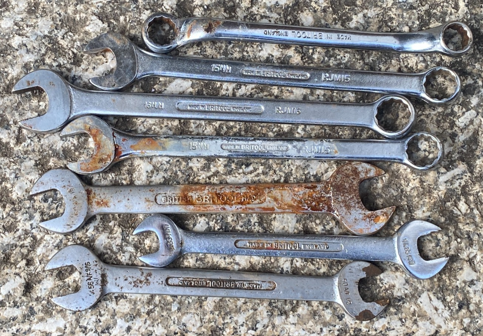 Job Lot of Vintage Britool Spanners Metric & Imperial Mechanics ...
