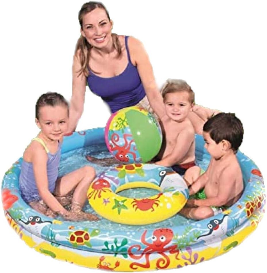 H2OGO! 2 Rings Circle Bath Play Pool Swimming Pool Set (122cm x 20cm ...