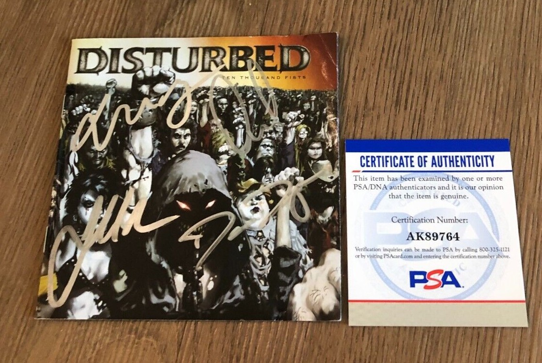 Disturbed Complete Group Ten Thousand Fists Signed Autographed CD Cover ...