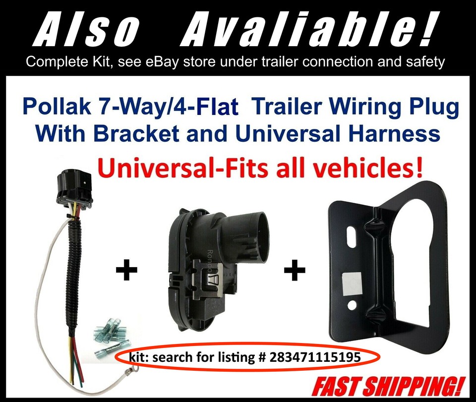 Ford Pollak OEM Replacement 7 Pin & 4 Pole Trailer Wiring Plug Hopkins ...