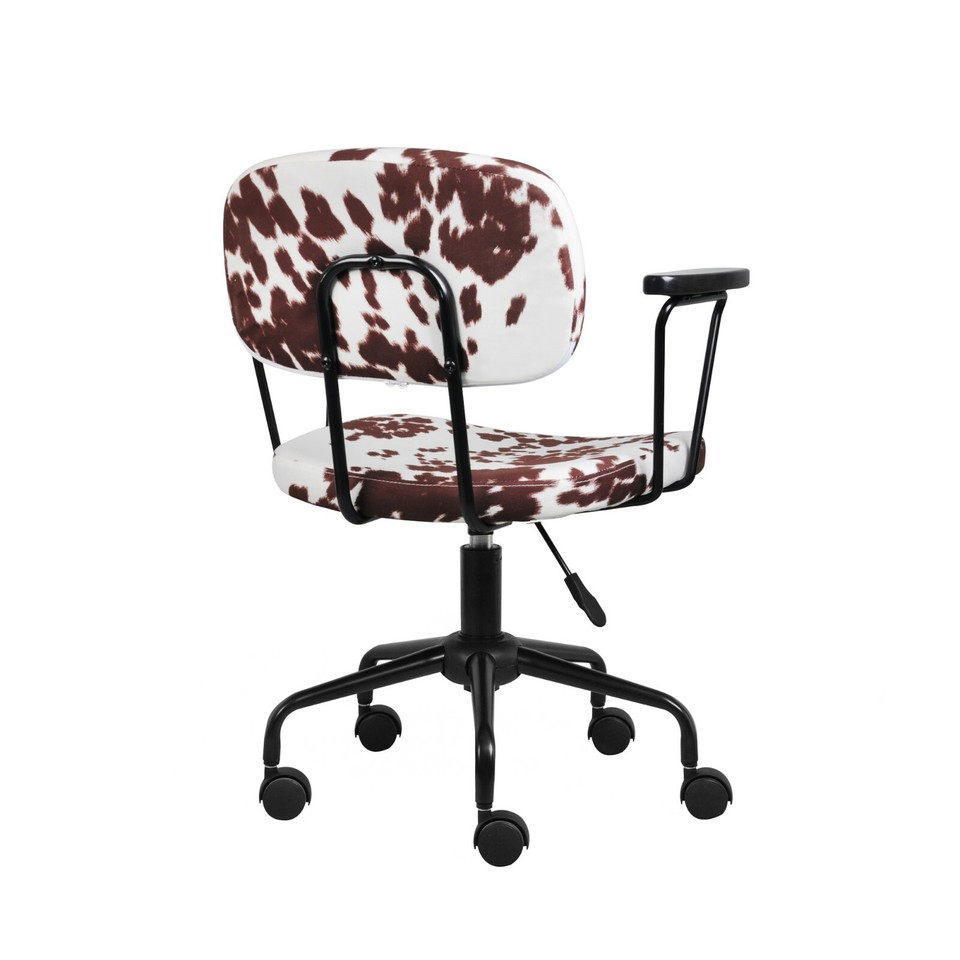 Milk Cow Animal Print Plush Fabric Mid Century Retro Rustic Office Desk ...