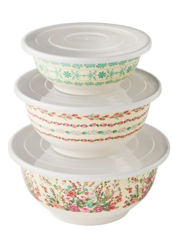 Pioneer Woman ~ 6-Piece ~ Melamine Mixing Bowl Set w/Lids ~ PAINTED ...