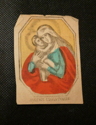 Rare image pieuse vignette XVIIe couleur aquarellée mater creatoris | eBay