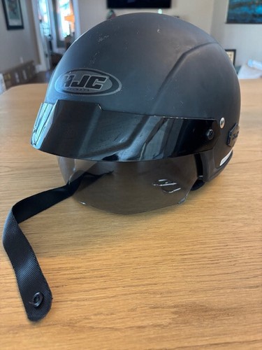 HJC IS-Cruiser Half Helmet Flat Black Size Small with retractable visor ...