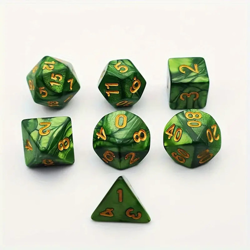 DND Dice Set Elven Green Pearl, 7pcs D4-D20, RPG | eBay