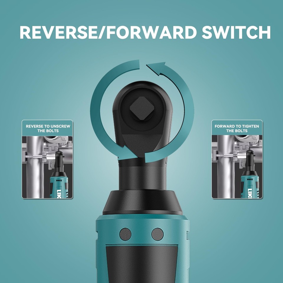 Cordless Ratchet Wrench 3/8" 12V - Electric Socket Wrench Set with 8 ...