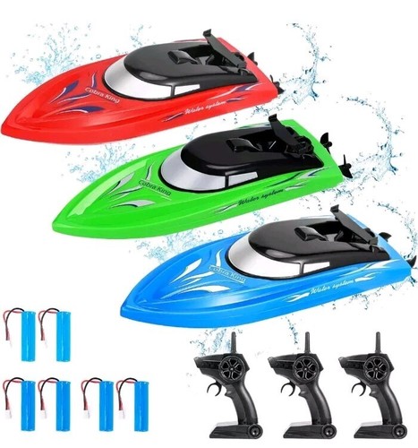 3-Pack 2.4Ghz 10km/h RC Racing Boat Remote Control Adults Kids Red Blue ...