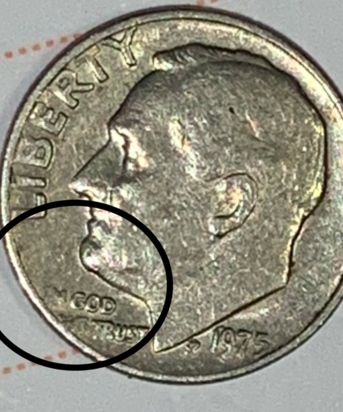 1975 Roosevelt Dime Rare No Mint Mark Error Coin" W", And "I" On Rim ...
