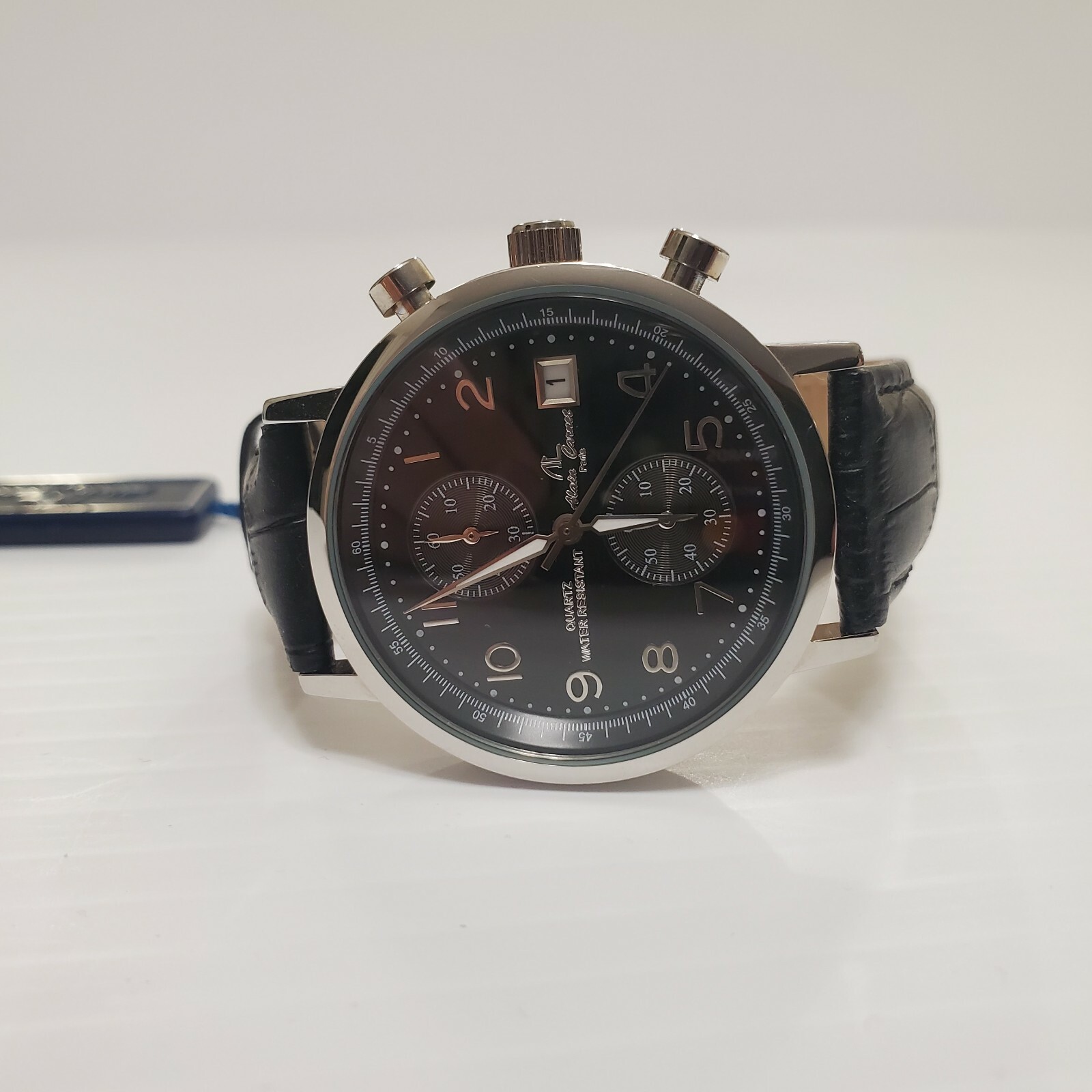 Alain Carnet Paris Quartz Watch Round Black Dial Stainless Steel Model ...