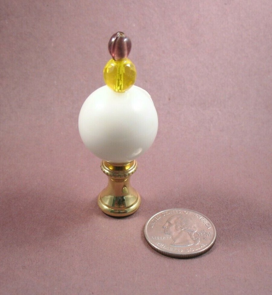 Lamp Finial White Jade Stone Ball with Yellow Purple Bead Stack ...