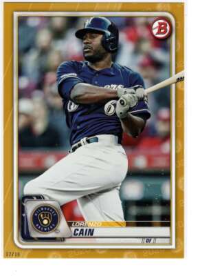 Lorenzo Cain 2020 Bowman 5x7 Gold #28 /10 Brewers | eBay