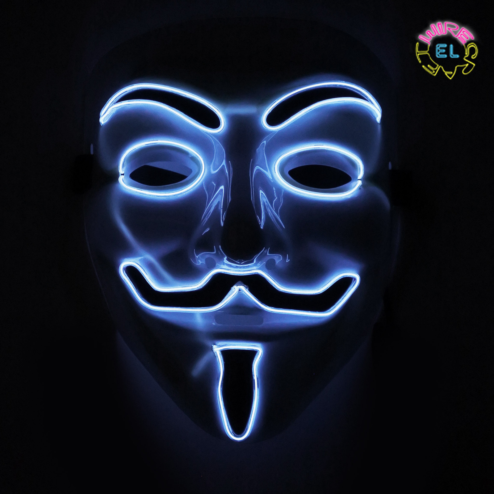 Glowing Anonymous Mask - Carnival festival - 2xAA Driver and flashing ...