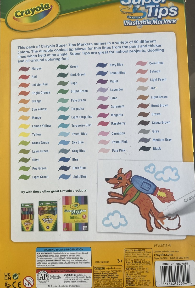 Crayola Supertips Color Chart 50g Color Chart - Infoupdate.org