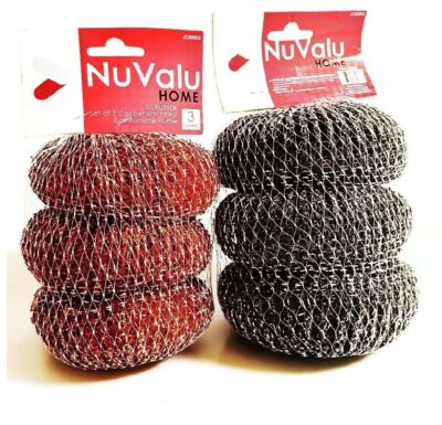 Pack of 3 Pot Scrubber Steel Metal Wire Cleaning Ball For Cookware ...