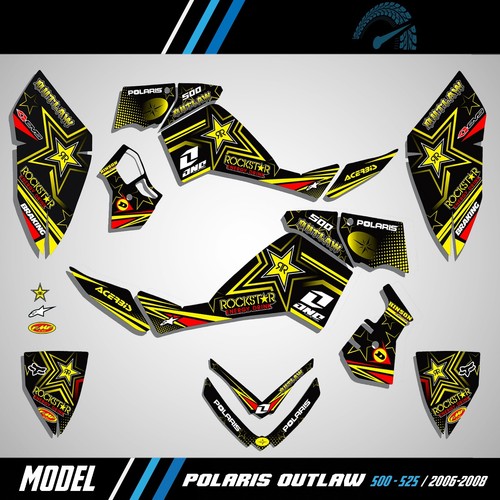 KIT GRAPHICS FOR POLARIS OUTLAW 500 525 2006 2007 2008 STICKERS DECALS ...