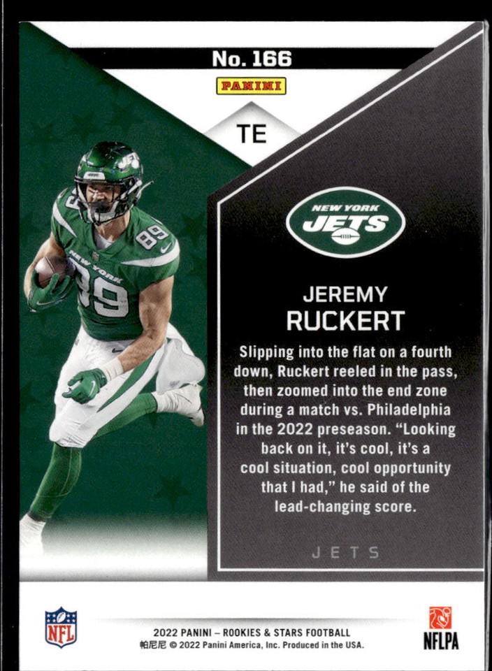 2022 Panini Rookies & Stars #166 Jeremy Ruckert Rookie New York Jets | eBay