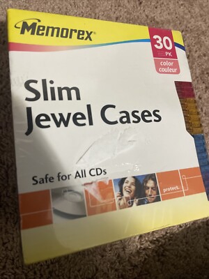 NEW High Quality Memorex 30-pack Slim CD Jewel Case (5.2mm)-5 Colors ...