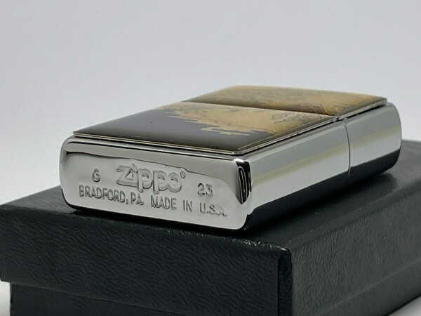 Zippo Japanese Pattern Series ZP Frame Gold Leaf Epoxy Fuji Regular ...