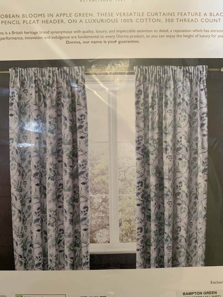 Dorma Bampton Floral Blackout Pencil Pleat Curtains 66in wide x72in ...