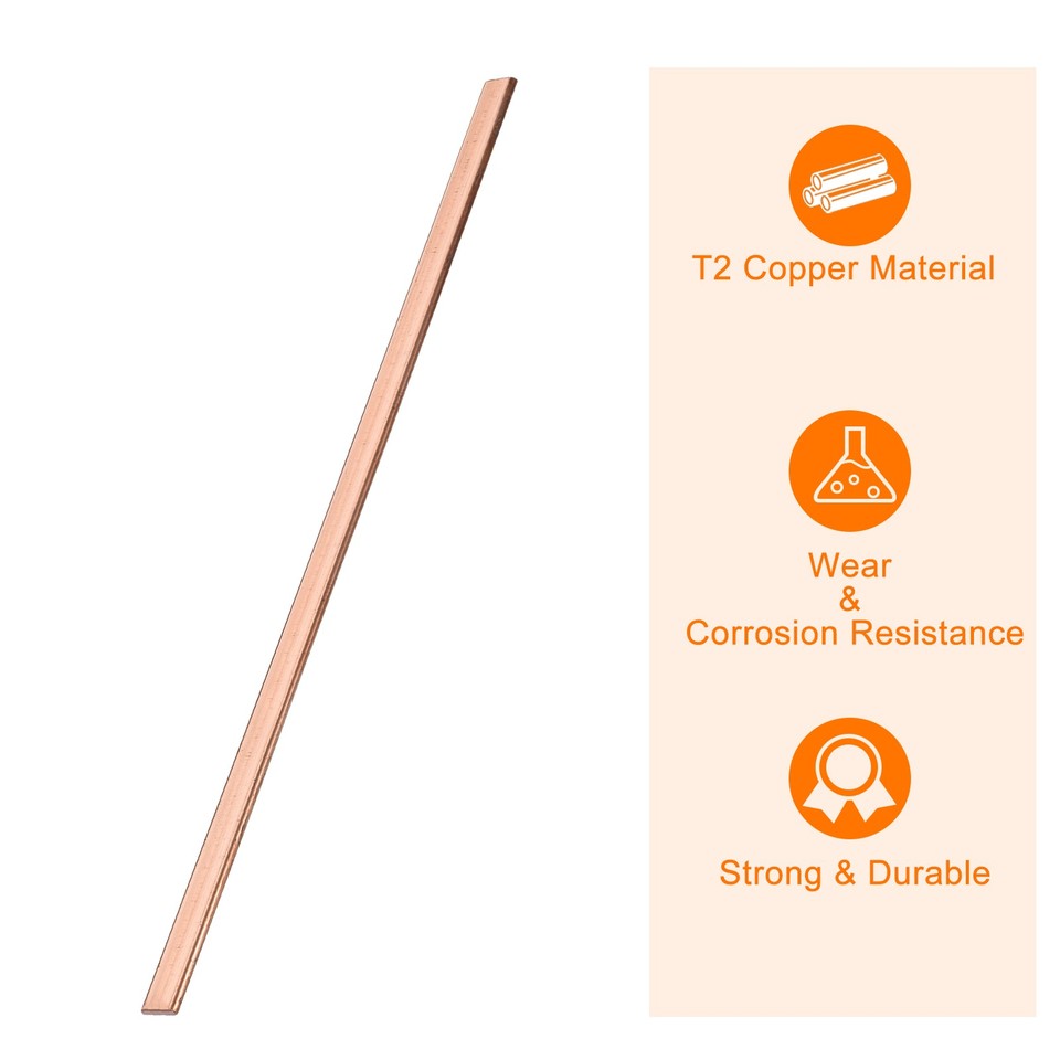 Copper Flat Bar 1/8" Thickness x 3/8" Width x 10" Length Copper Bar ...