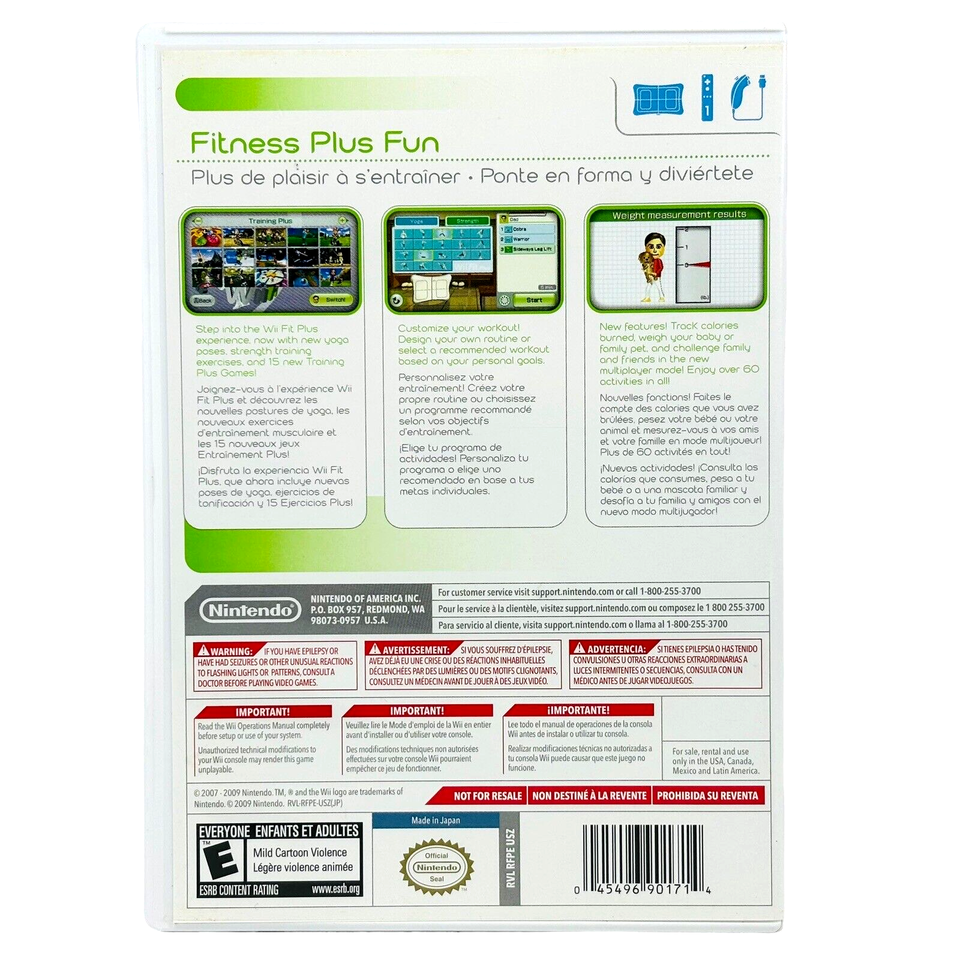 Wii Fit Plus - Nintendo Exercise Fitness Tracker Video Game Only - CIB ...