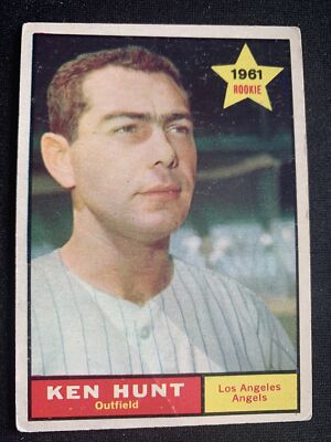 1961 Topps Rookie RC Card #156 Ken Hunt Los Angeles Angels GVg Crease ...