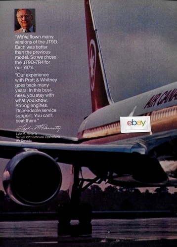 AIR CANADA BOEING 767-200 2 PAGE PRATT WHITNEY JT9D-7R4 ENGINE 1984 L ...