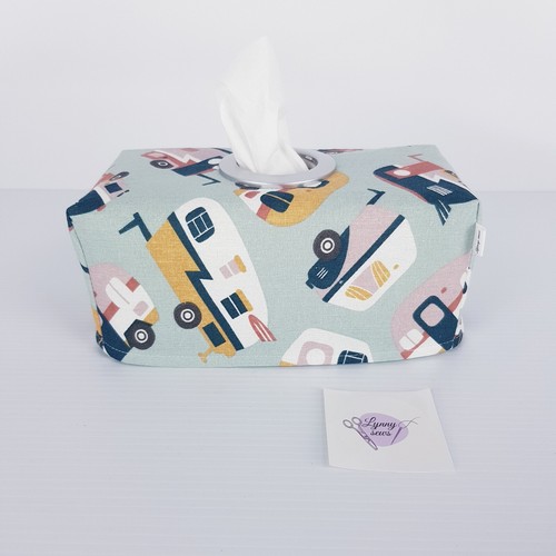 Tissue Box Cover Handmade Sage Green Caravan Print Silver Opening | eBay