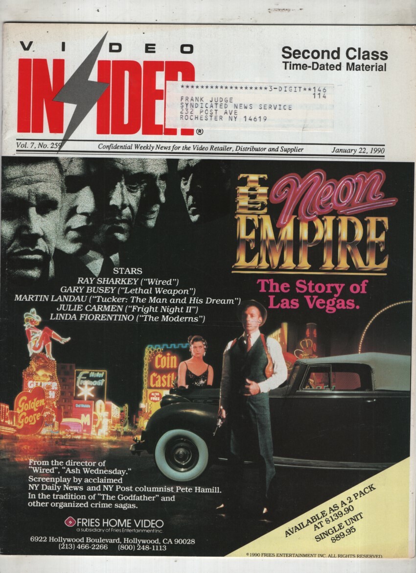 Video Insider Mag The Neon Empire Ray Sharkey January 22 1990 ...