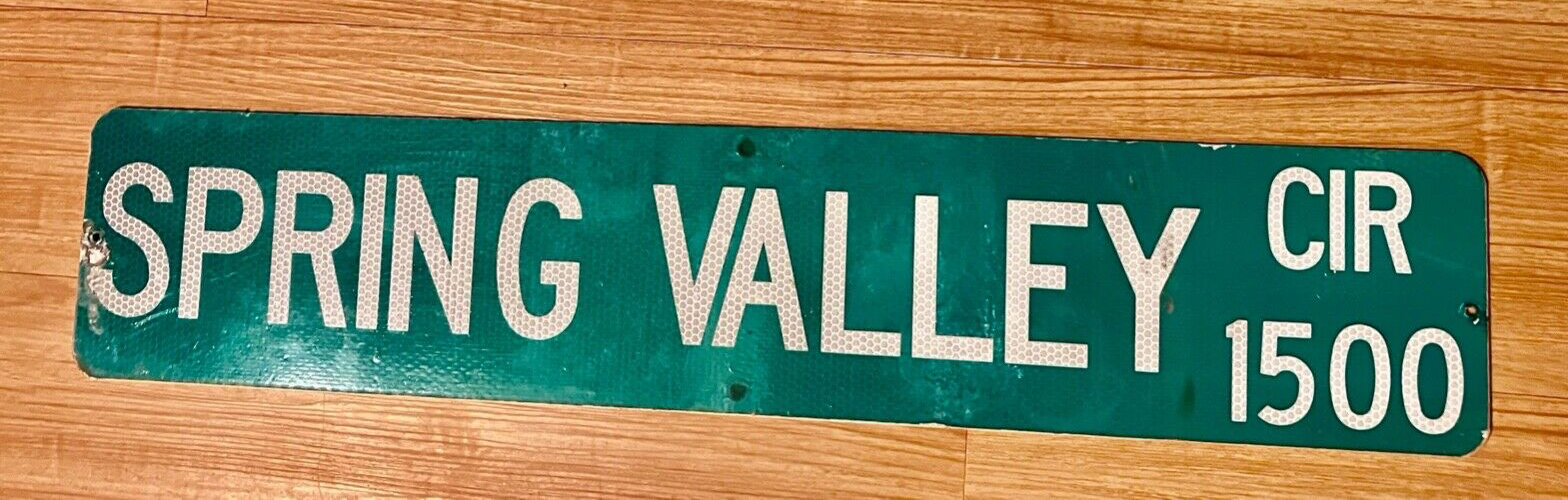 VINTAGE AUTHENTIC SPRING VALLEY CIRCLE (CIR) GREEN METAL STREET SIGN ...