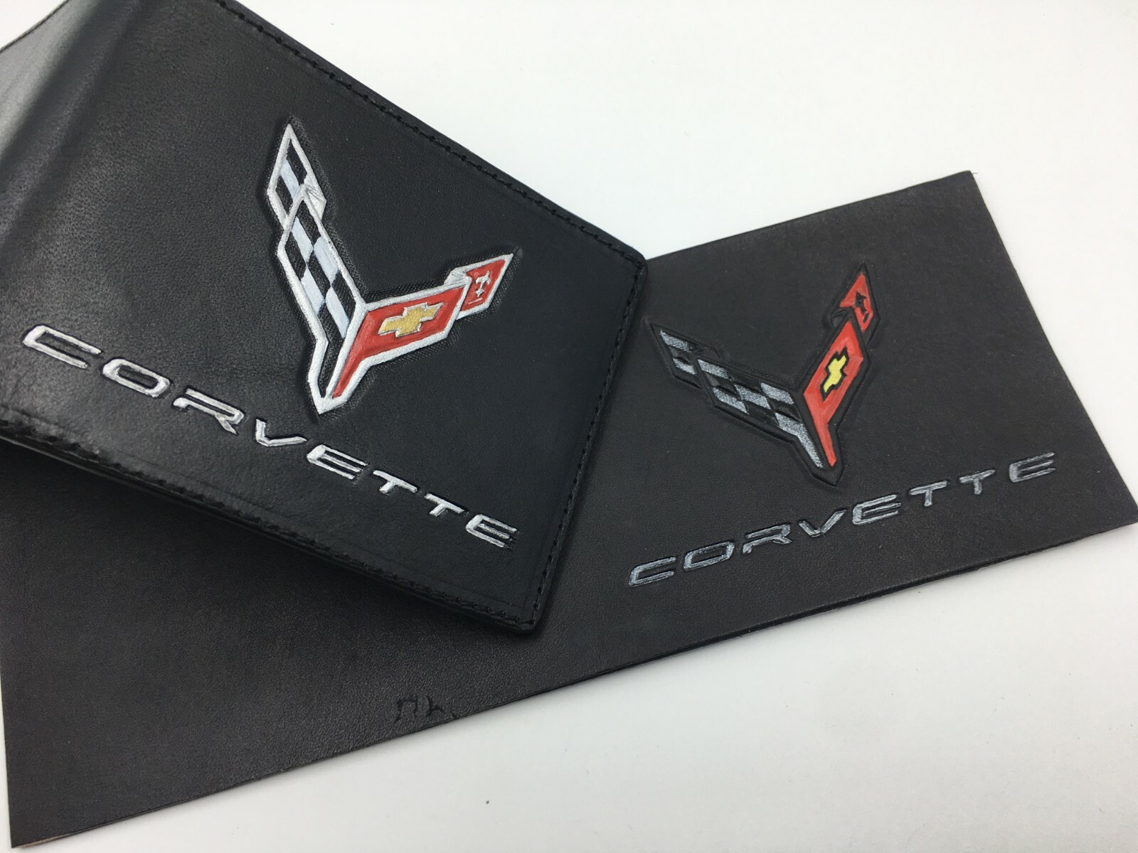Custom Corvette Wallet C6 C7 C8 / Handmade Hand-Tooled Genuine leather ...